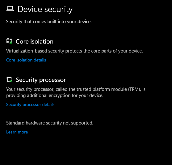 Build 22621 "Standard hardware security not supported" In Device ...