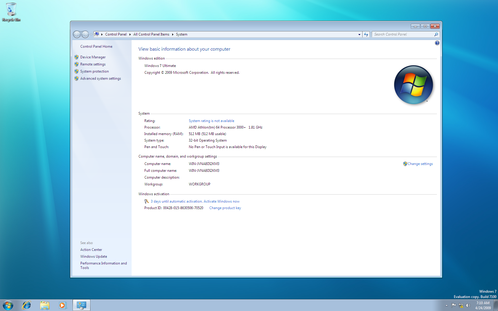 Windows Seven Release Candidate Build 7100 - The Fast Ring (Insider ...