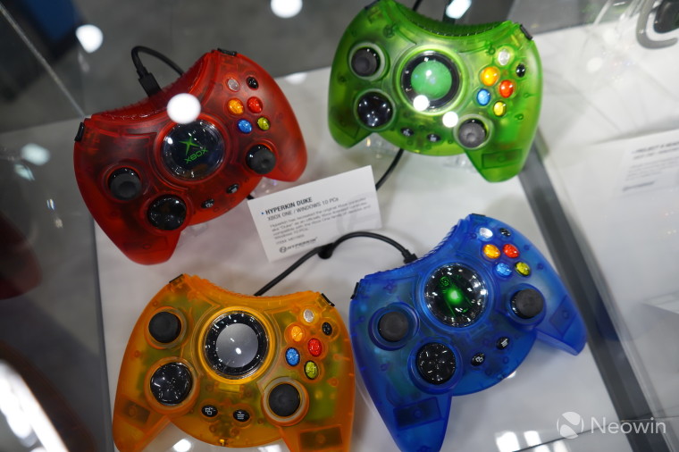 Hyperkin shows off neon variants of the Xbox Duke controller with OLED ...
