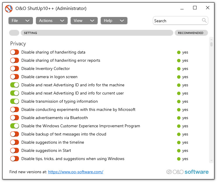 O&O ShutUp10++ 1.9.1428 [Update] - Neowin